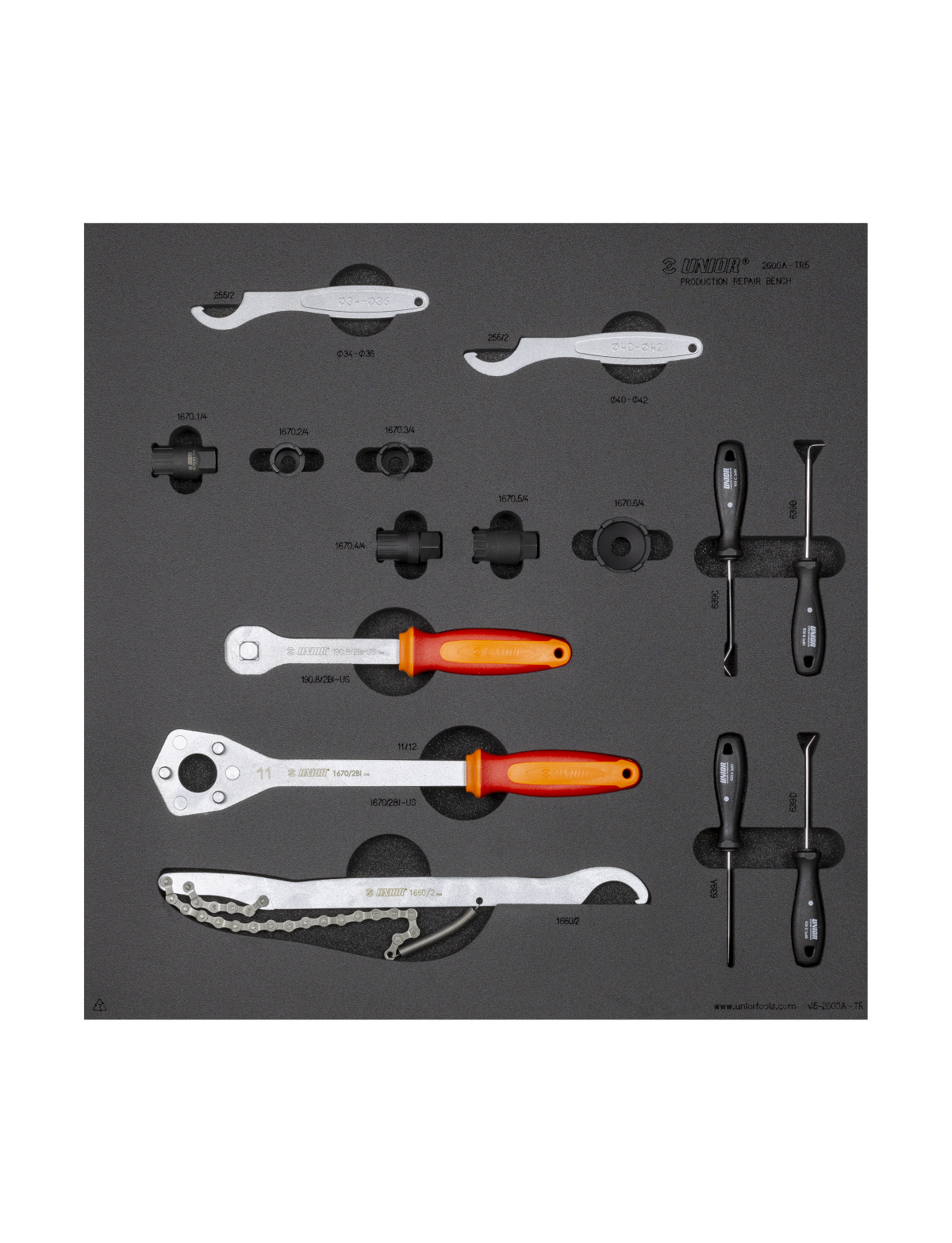 Unior Production Bench Drawer - 5 Tool Tray Set - Trek Bikes
